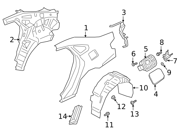 86821-J6000 - Wheelhouse Liner 2019-2020 Kia K900 | Kia.Parts Store