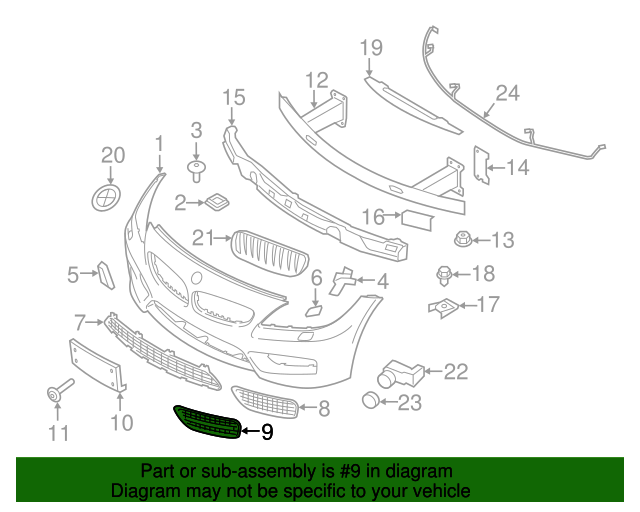 51137191509 - 2009-2016 BMW Z4 Grille (51-13-7-191-509) | BMW of South ...