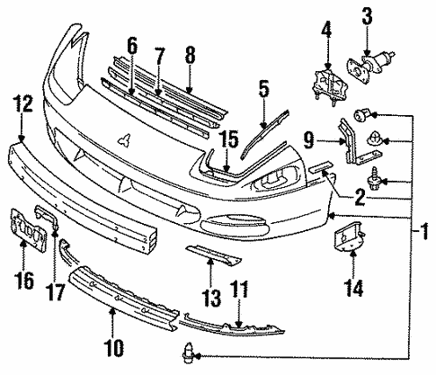 Bumper & Components - Front for 1994 Mitsubishi 3000GT | Auto Parts