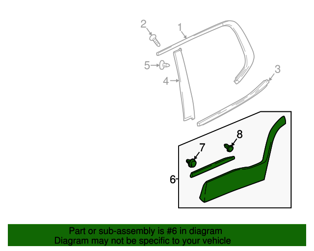 2017-2023 GMC Acadia Primed Rear Passenger Side Door Lower Molding ...