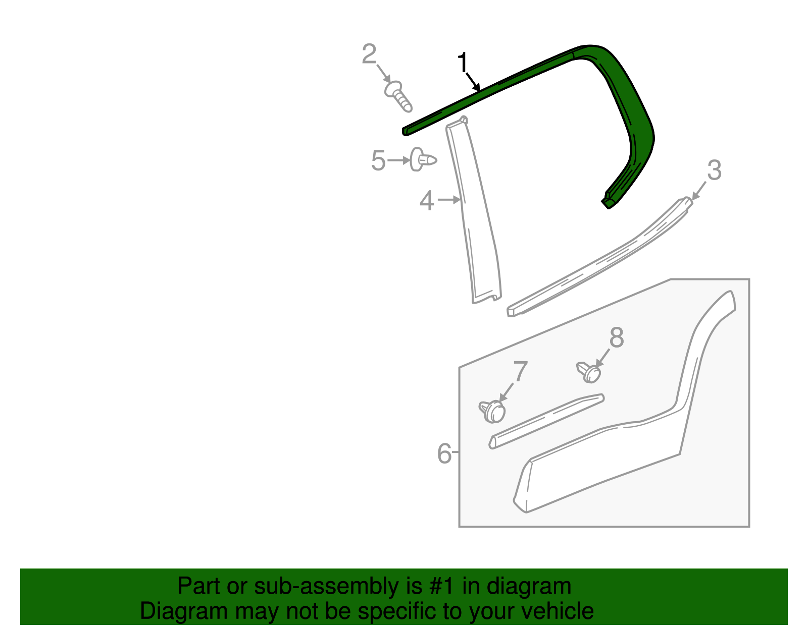 2017-2023 GMC Acadia Rear Passenger Side Door Window Upper Reveal ...