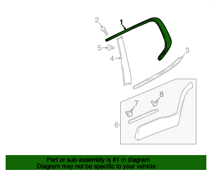 2017-2023 GMC Acadia Passenger Side Rear Door Window Upper Molding ...