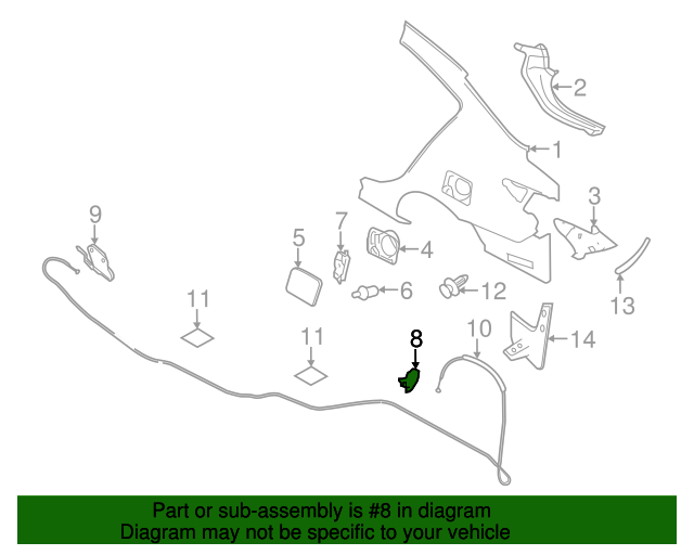 2012-2014 Nissan Versa Fuel Door Latch 78827-JX00A | Parts for Nissans