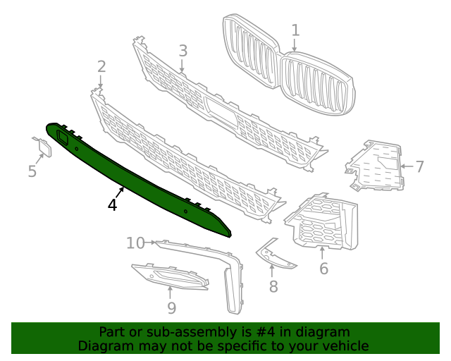 2019-2022 BMW X7 Grille Molding 51-11-8-745-424 | AutoNationParts.com