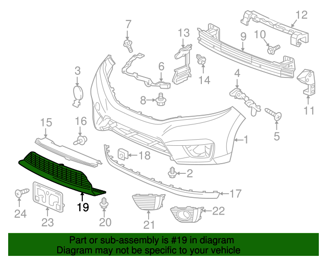 71102-T5R-A00 - Grille, Front Bumper (Lower) - 2015-2017 Honda Fit | Genuine Honda Parts