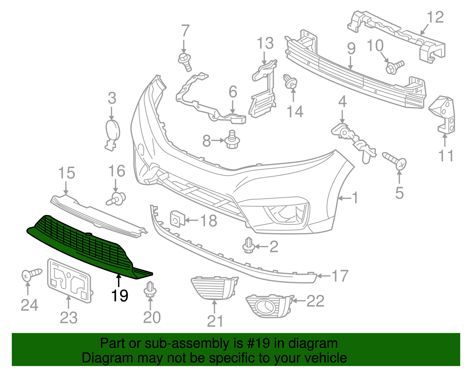 71102-T5R-A00 - 2015-2017 Honda Fit - Grille Front Bumper (Lower) | Genuine Honda Parts