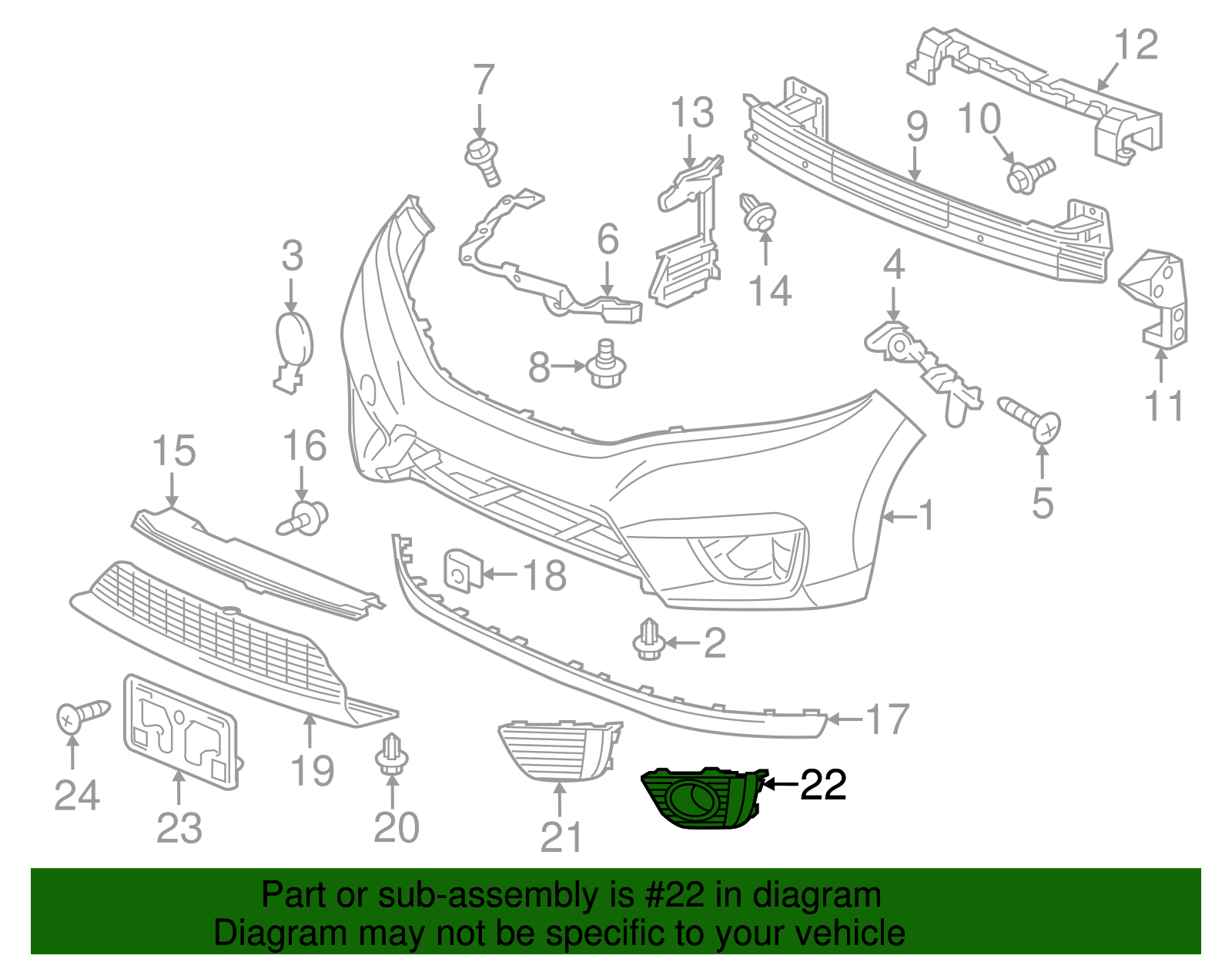 71108-T5R-A10 - 2015-2017 Honda Fit - Garnish L Front Bumper | Genuine ...
