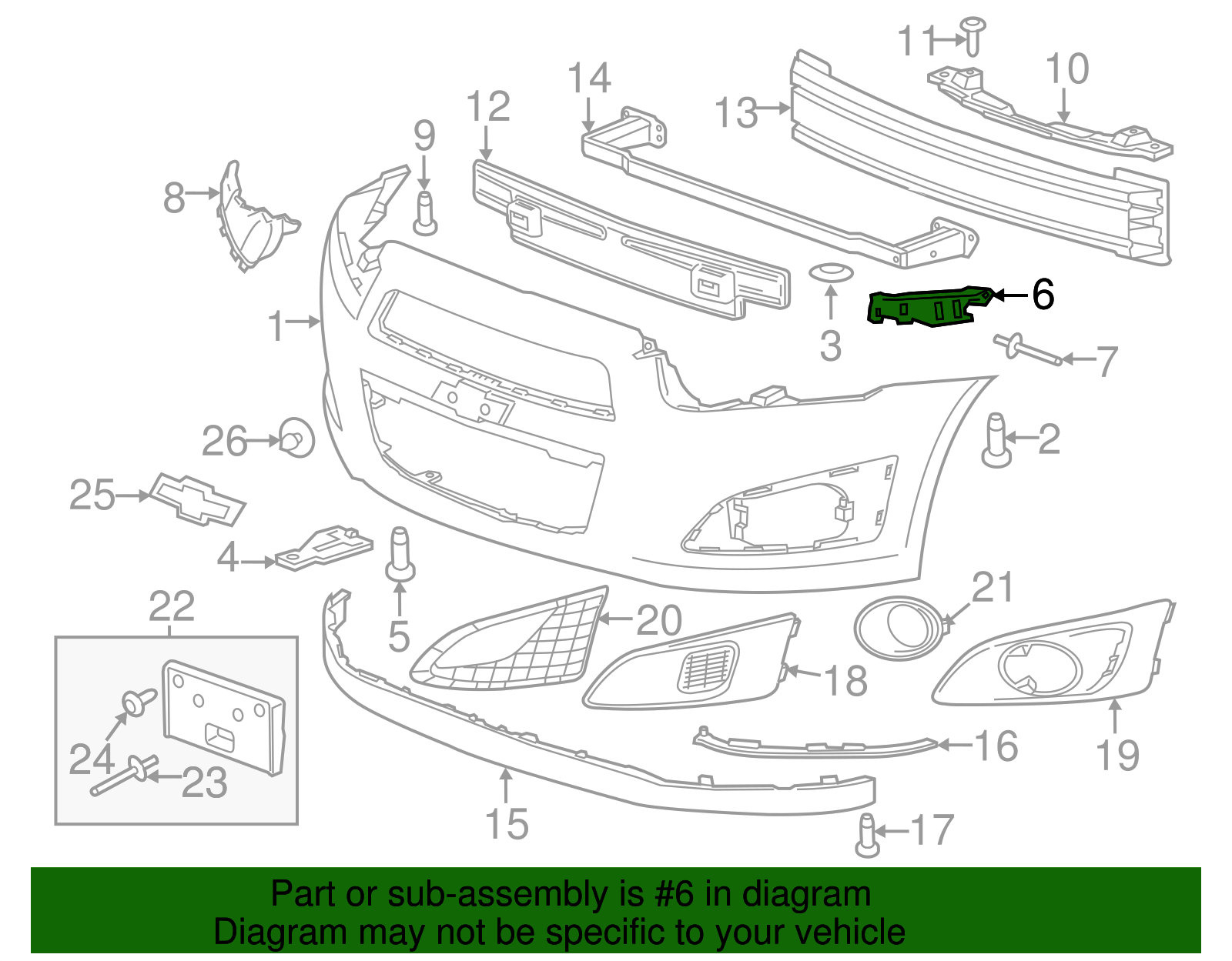 2012-2020 Chevrolet Sonic Front Driver Side Bumper Fascia Guide ...