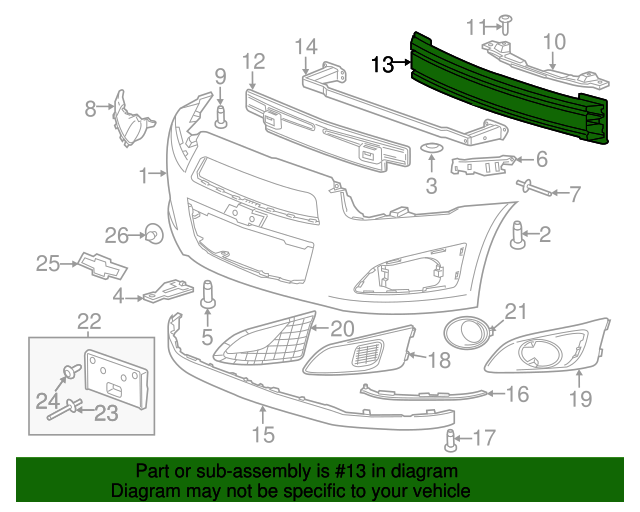 96878591 - OEM GM Upper Impact Bar | GMPartsCenter.net | GM Parts Center