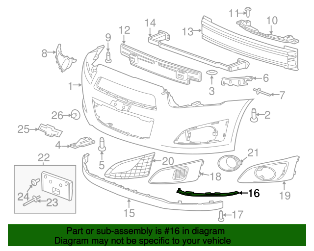 2012-2020 Chevrolet Sonic Front Driver Side Bumper Fascia Air Deflector ...