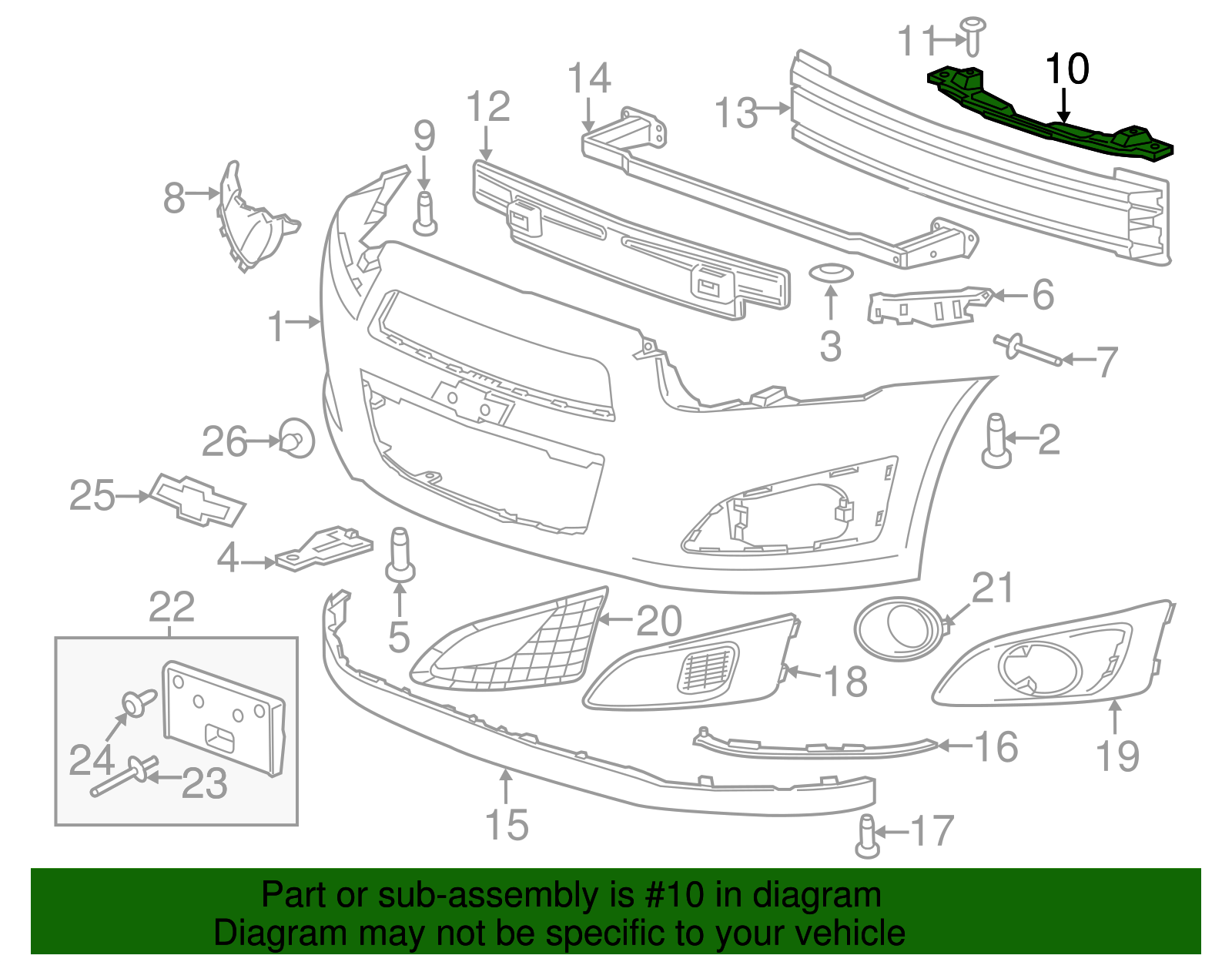 2012-2016 Chevrolet Sonic Front Grille Support Bracket 95026539 GM ...