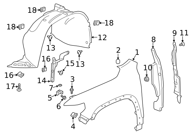 2020-2023 GMC Acadia Front Driver Side Fender Front Bracket 84542289 GM ...