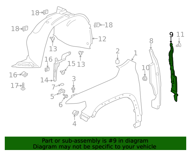 2017-2023 GMC Acadia Front Fender Insulator 84692218 GM | GMPartsDirect.com