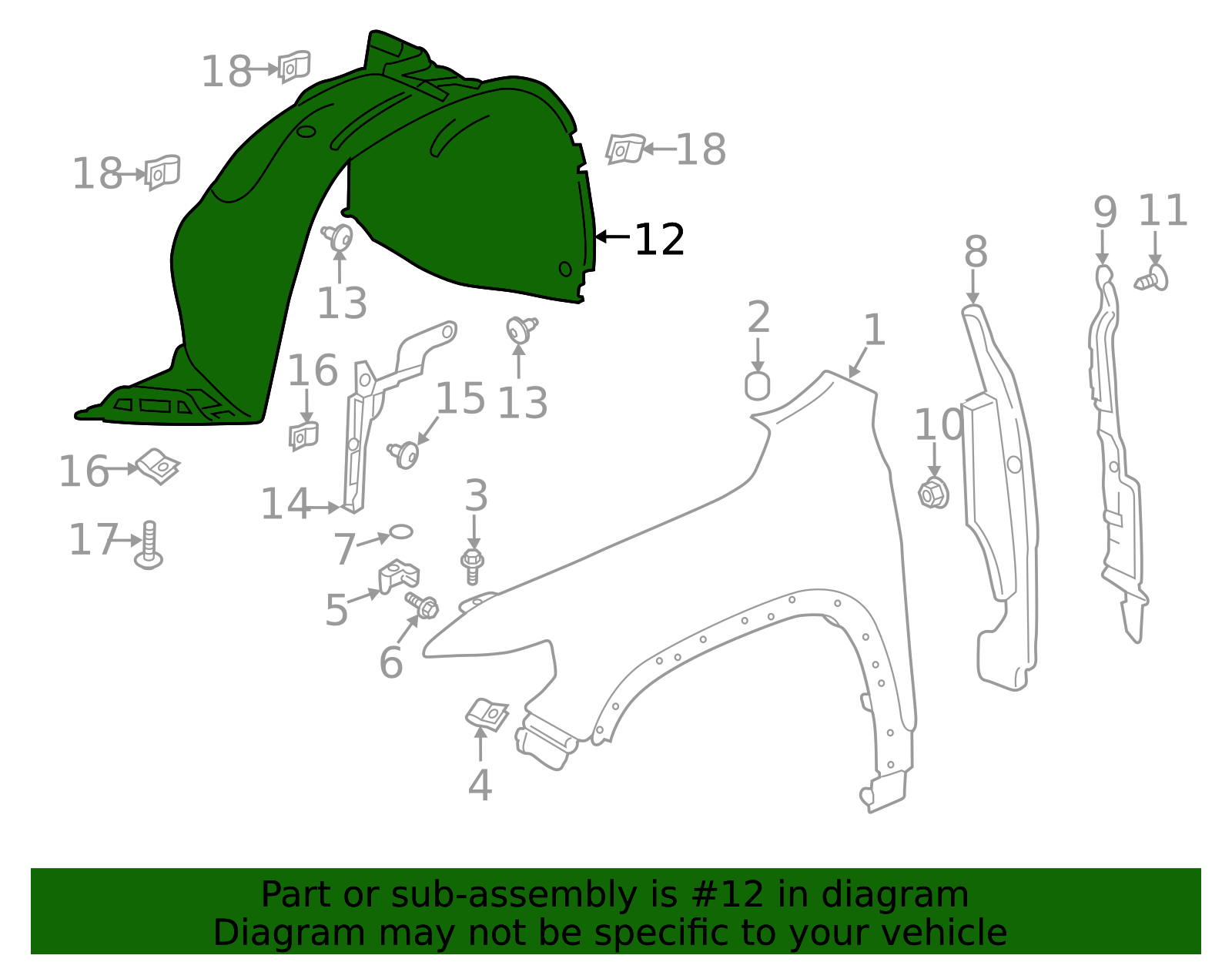 2020-2023 GMC Acadia Passenger Side Front Wheel Housing Liner Assembly ...