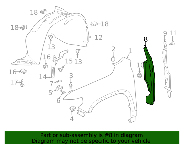 2017-2024 GM Front Fender Insulator 84205465 GM | GMPartsDirect.com
