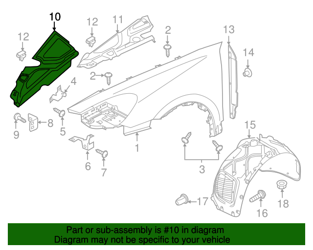 2011-2014 Porsche Cayenne Fender Splash Shield 958-556-442-01-01C | Sunset Porsche Parts