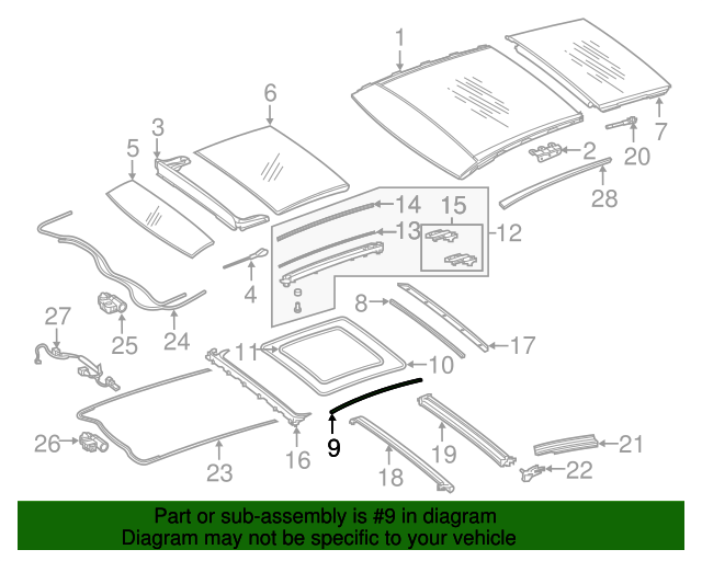 205-782-01-00 - Sunroof Glass Seal 2016-2019 Mercedes-Benz ...