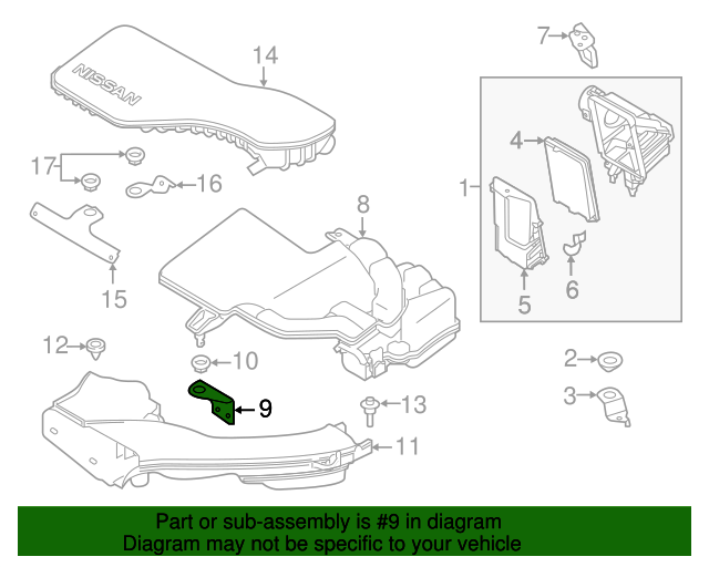 2017-2021 Nissan Rogue Sport Air Inlet Duct Bracket 16588-DF40A ...