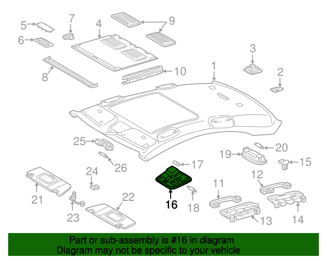 203-820-46-01-7D43 - Map Lamp Assembly 2002-2006 Mercedes-Benz ...
