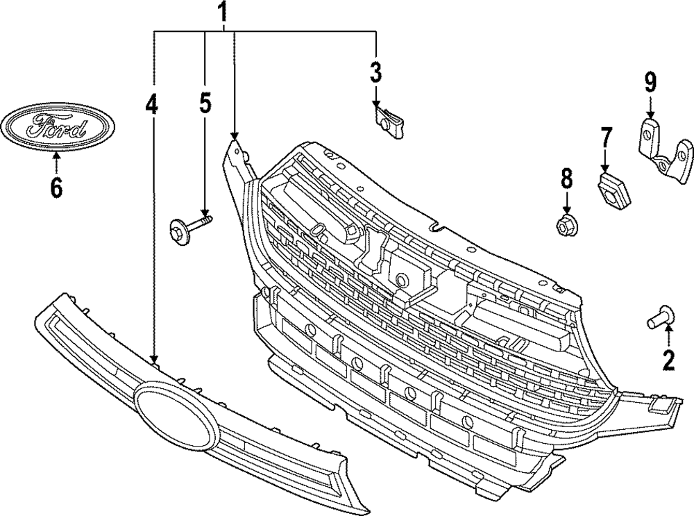 2021-2024 Ford Explorer Grille MB5Z-8200-HB | FordPartsOnSale.com