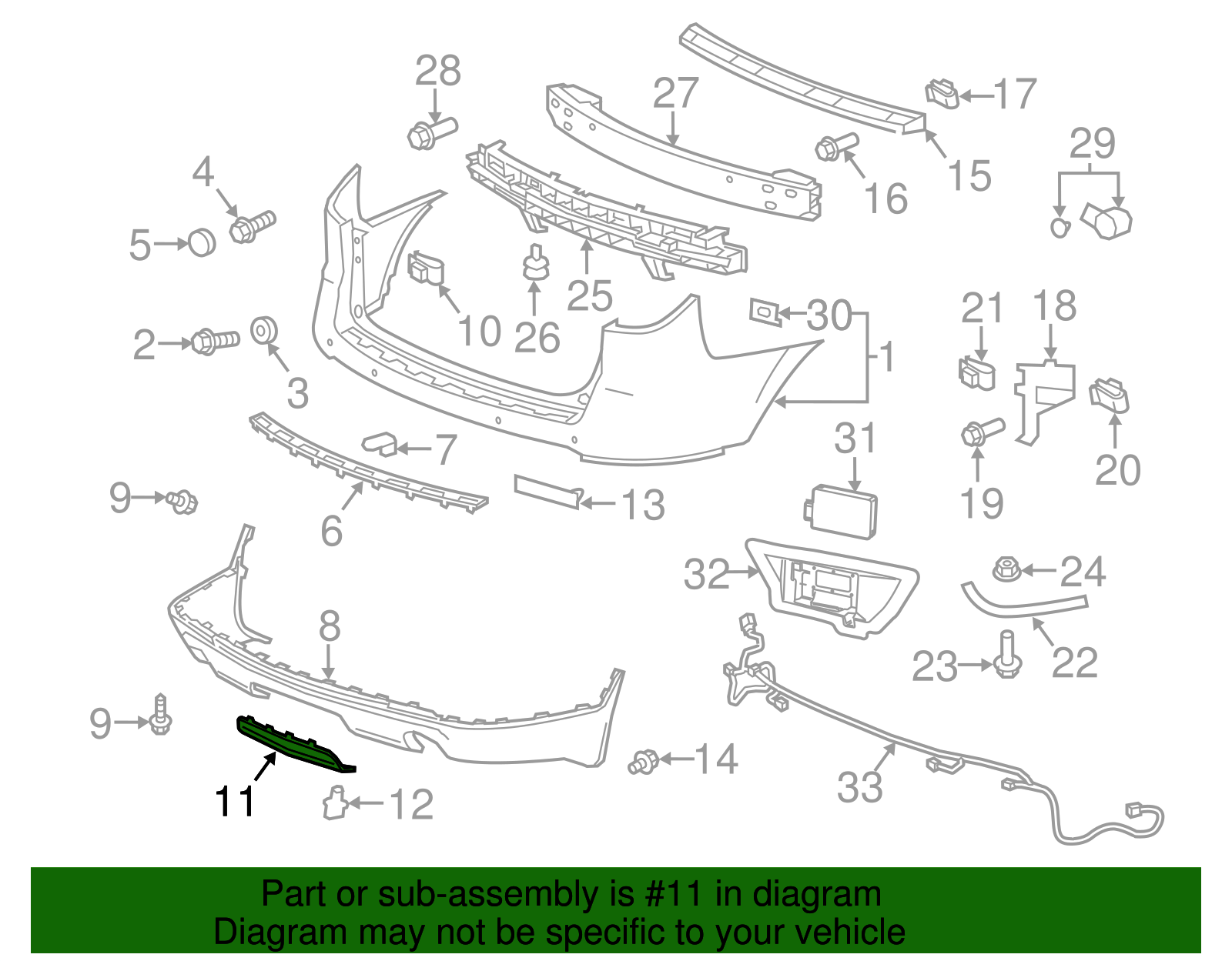 2013-2017 Chevrolet Traverse Anthracite Rear Bumper Fascia Insert ...