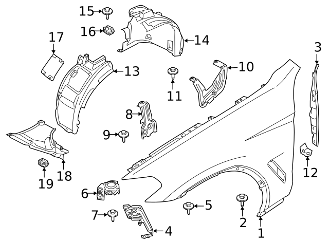 41007930973 - 2018-2022 BMW Fender Assembly (41-00-7-930-973) | BMW of ...
