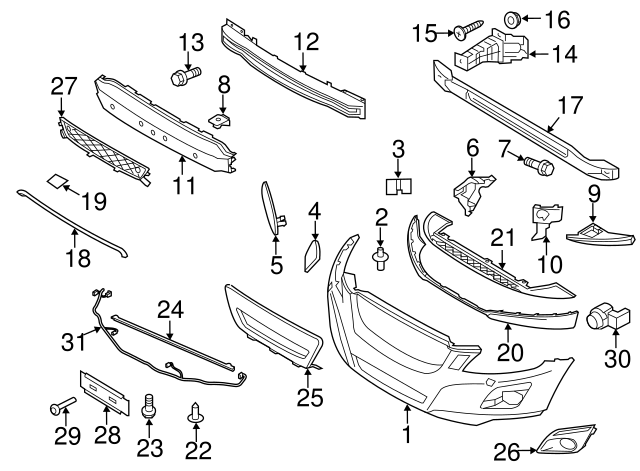 2010-2013 Volvo Bumper Bar - Front Bumper 30764992 | TascaParts.com