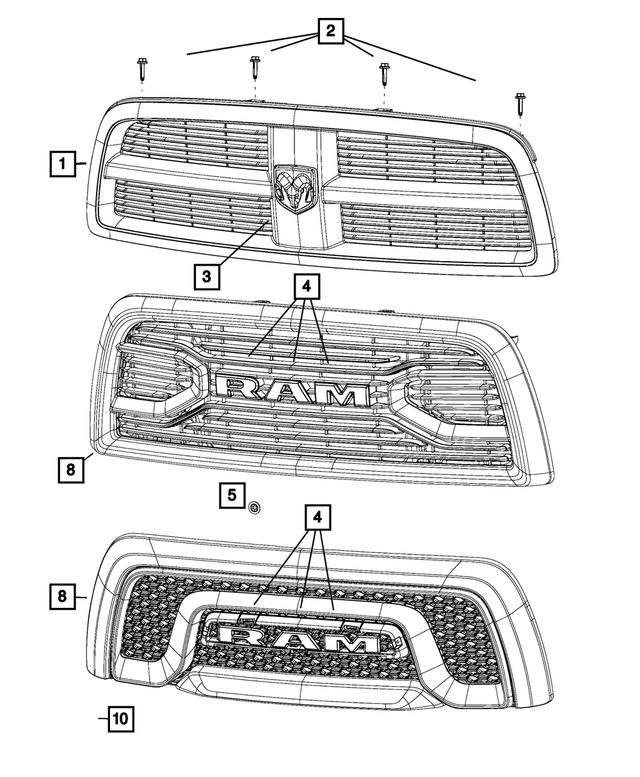 2013-2018 Ram Radiator Grille 68148144AA | My Mopar Parts