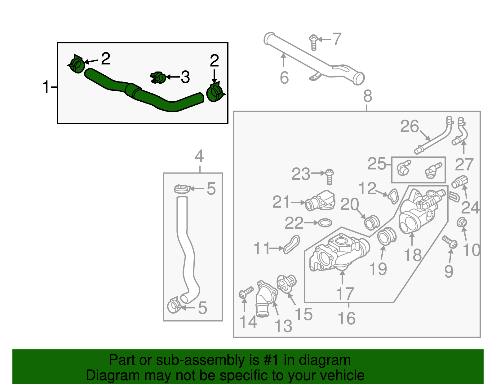 Hyundai - 25414-3V200 - Upper Hose - 2012-2017 Hyundai Azera | OEM ...