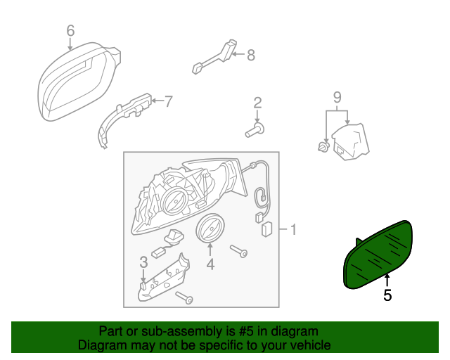 2010-2017 Audi Mirror Glass 8F0-857-535-F | OEM Parts Online
