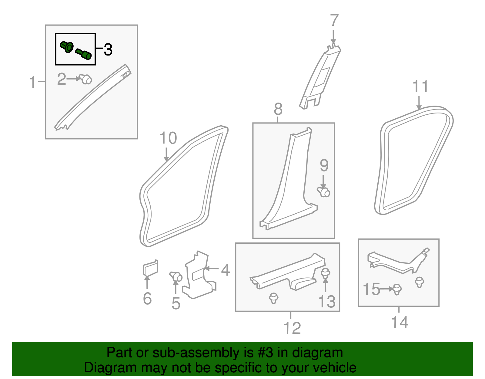 91561-TA5-A01 - Windshield Pillar Trim Upper Clip 2012-2015 Honda ...