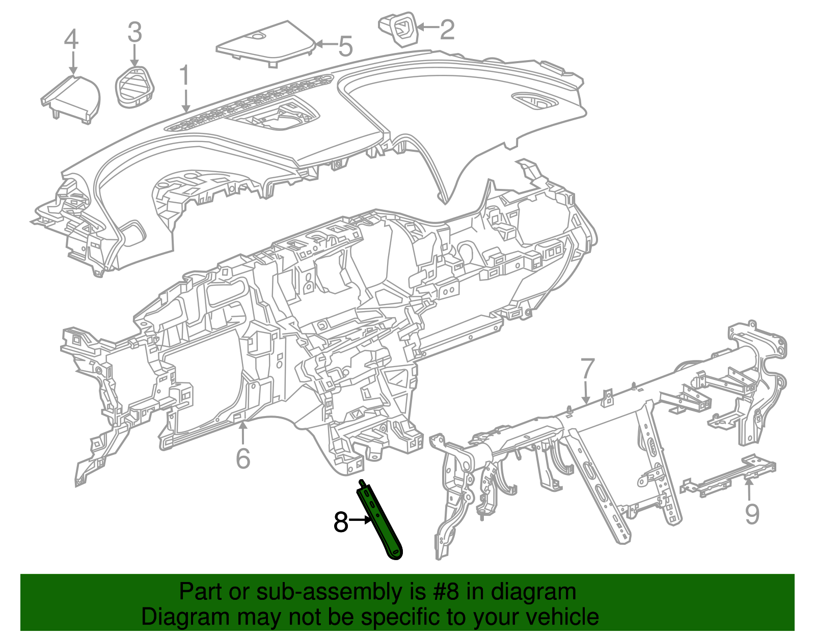 2010-2020 GM Instrument Panel Tie Bar Bracket 13222650 GM ...