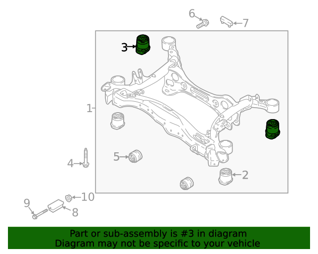 8W0-505-145-F - Suspension Cross-Member Rear Mount 2017-2023 Audi ...