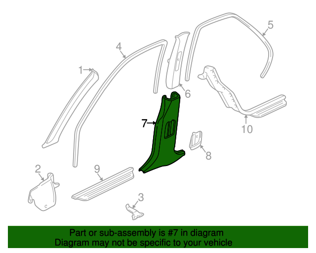1994-2001 Acura Integra Lining, R Center Pillar (Lower) *NH167L ...