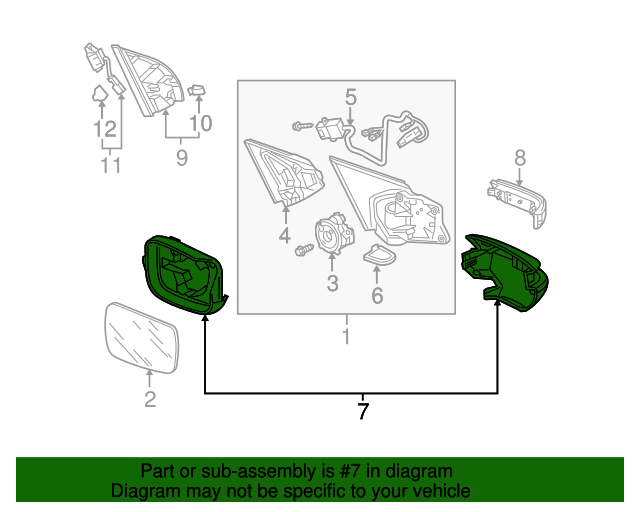 2010-2012 Acura ZDX Housing Set, R *NH677P* (Aspen White Pearl) 76205 ...