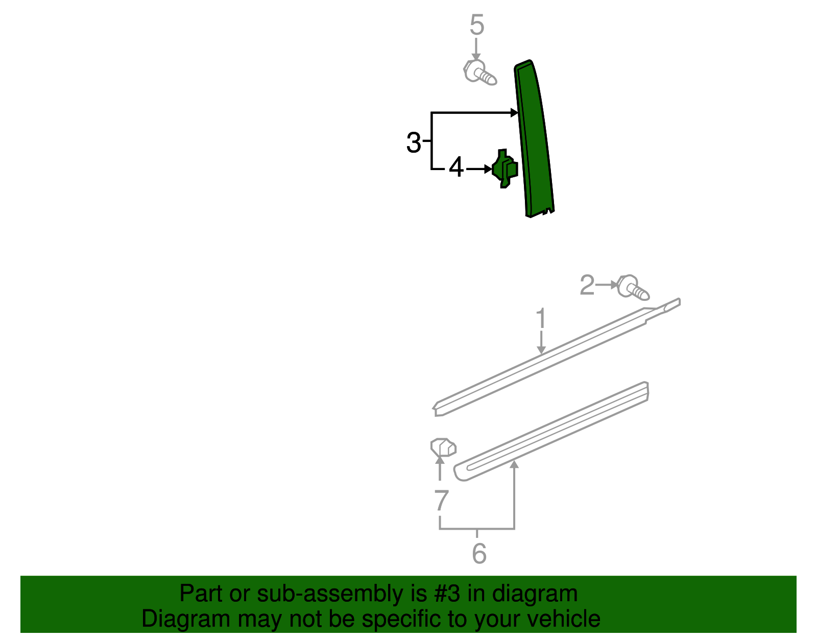 72430-SZA-A01 - 2009-2015 Honda Pilot - Garnish Assembly R Front Door Sash | Genuine Honda Parts