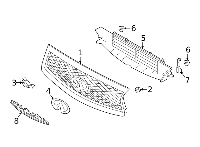 2019-2020 Infiniti Q60 Grille 62310-5CR0A | OEM Parts Online