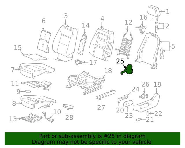 2017-2024 GM Jet Black Driver Seat Inner Adjuster Front Finish Cover ...