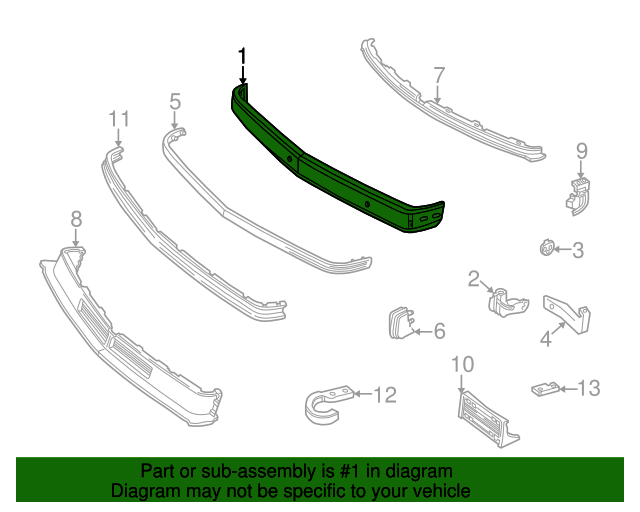 1988-2000 GM Bumper Face Bar 15574111 | TascaParts.com