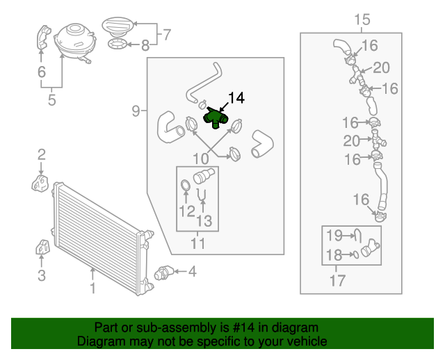 1J0-121-087-K - Engine Coolant Pipe 2004-2006 Audi TT Quattro ...