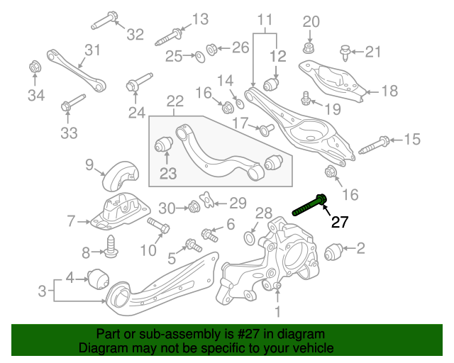 N-912-013-01 - Upper Control Arm Mount Bolt 2015-2023 Audi | Audi OEM Parts
