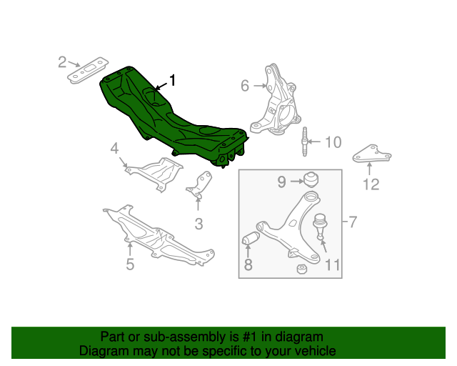 2008-2013 Subaru Crossmember Complete, Front [Bow tie] / VIN Required ...