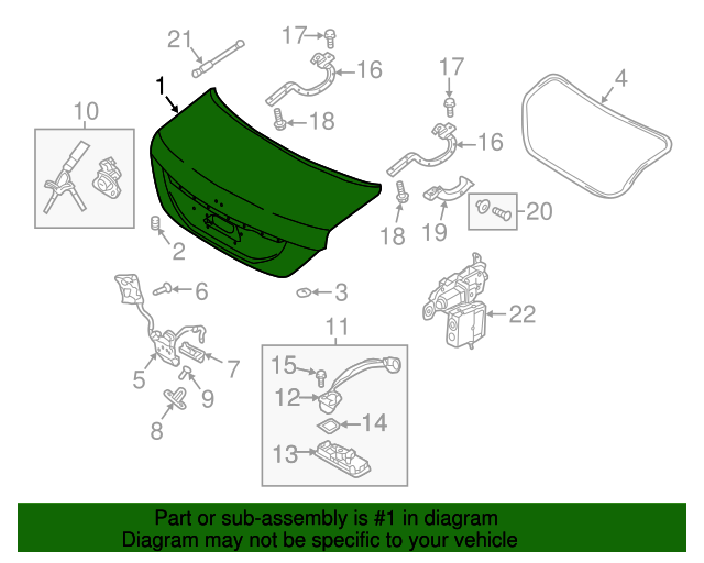 2017-2019 Genesis G90 Panel Assembly Trunk Lid 69200-D2021 | QuirkParts