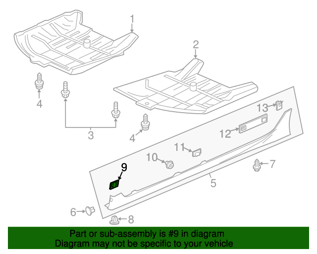 2016-2017 Honda Accord Rocker Molding Retainer Clip 91514-T2F-A11 ...