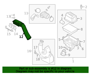 28210-J9100 - Engine Air Intake Hose 2018-2023 Hyundai Kona ...