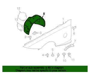 51-71-7-012-728 - Fender Liner - 2003-2008 BMW Z4 | BMW Parts Exchange