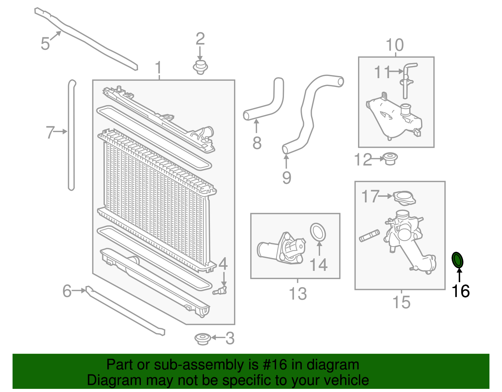 16341-AD010 - Engine Coolant Outlet Gasket - 2006-2018 Lexus | My L Parts