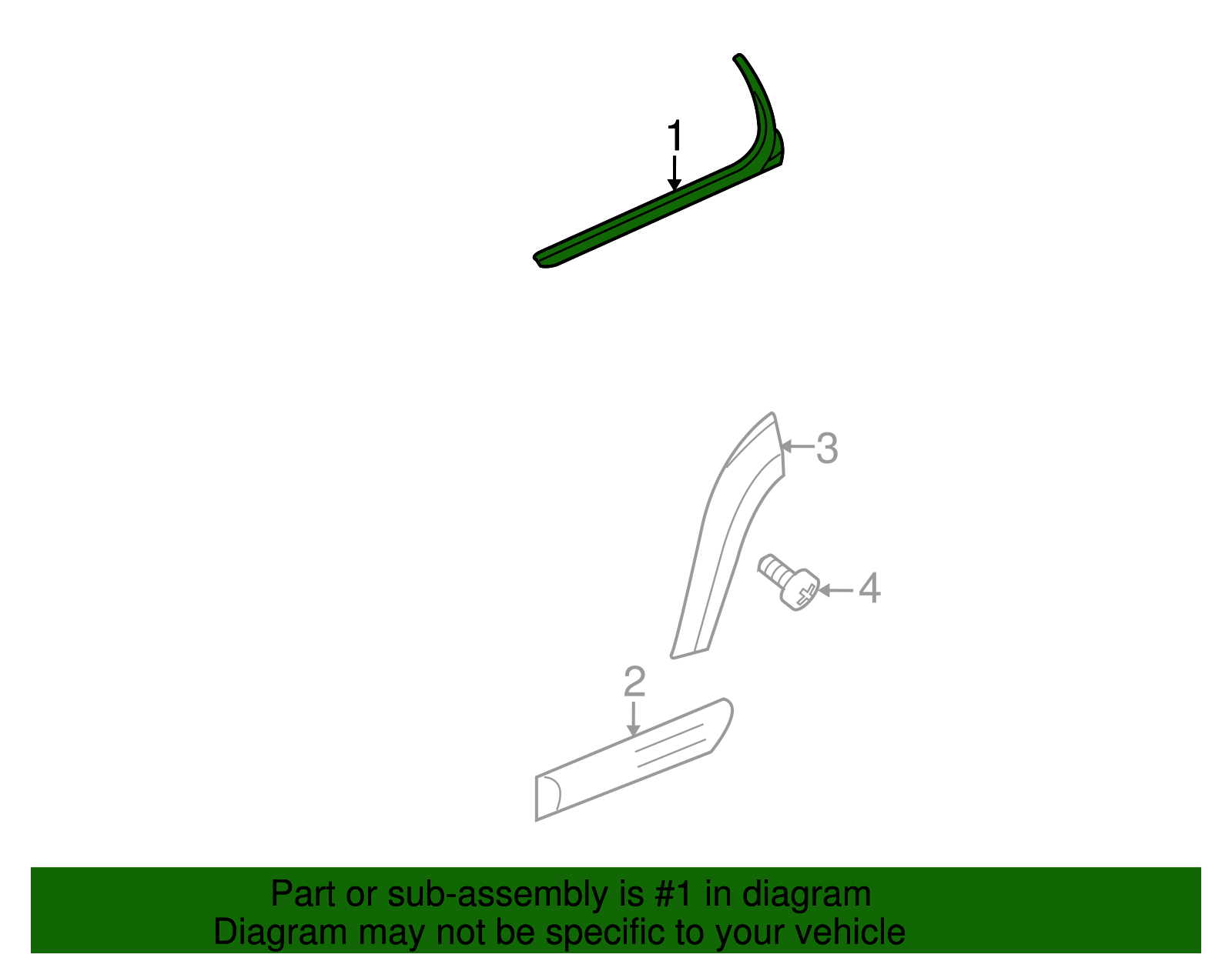 2007-2014 GM Rear Driver Side Door Window Outer Sealing Strip 22774084 ...