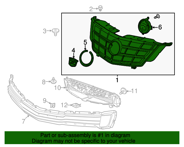 2014 Cadillac ELR Front Grille 22887925 | Chevy OEM Parts