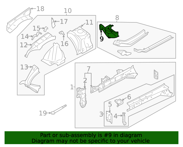51630AN08A9P - Rear Side Member Reinforcement 2020-2024 Subaru | Subaru ...